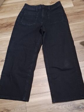 Quince | Jeans | Quince Bella Stretch Patch Pocket Wide Leg Jeans Black ...